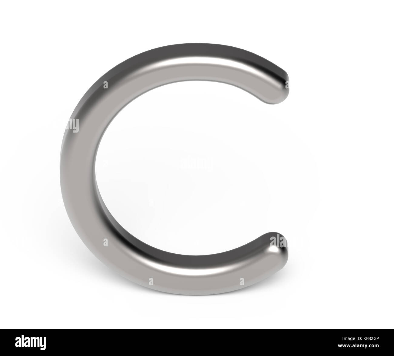 3D render metallic alphabet C, thin and glossy silver 3D font design ...