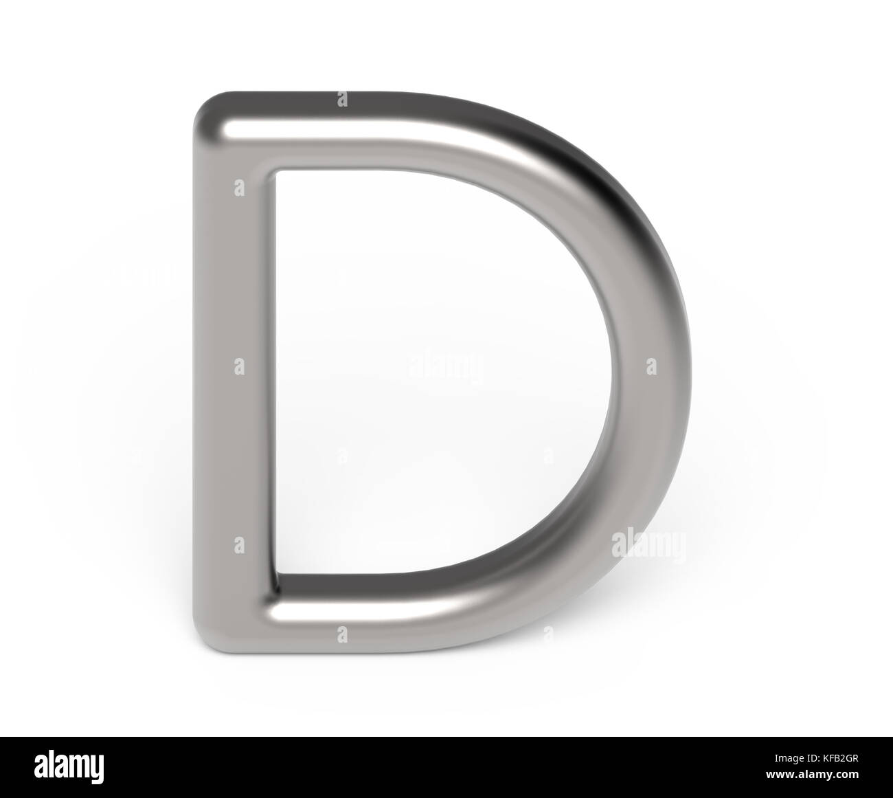 3D render metallic alphabet D, thin and glossy silver 3D font design ...
