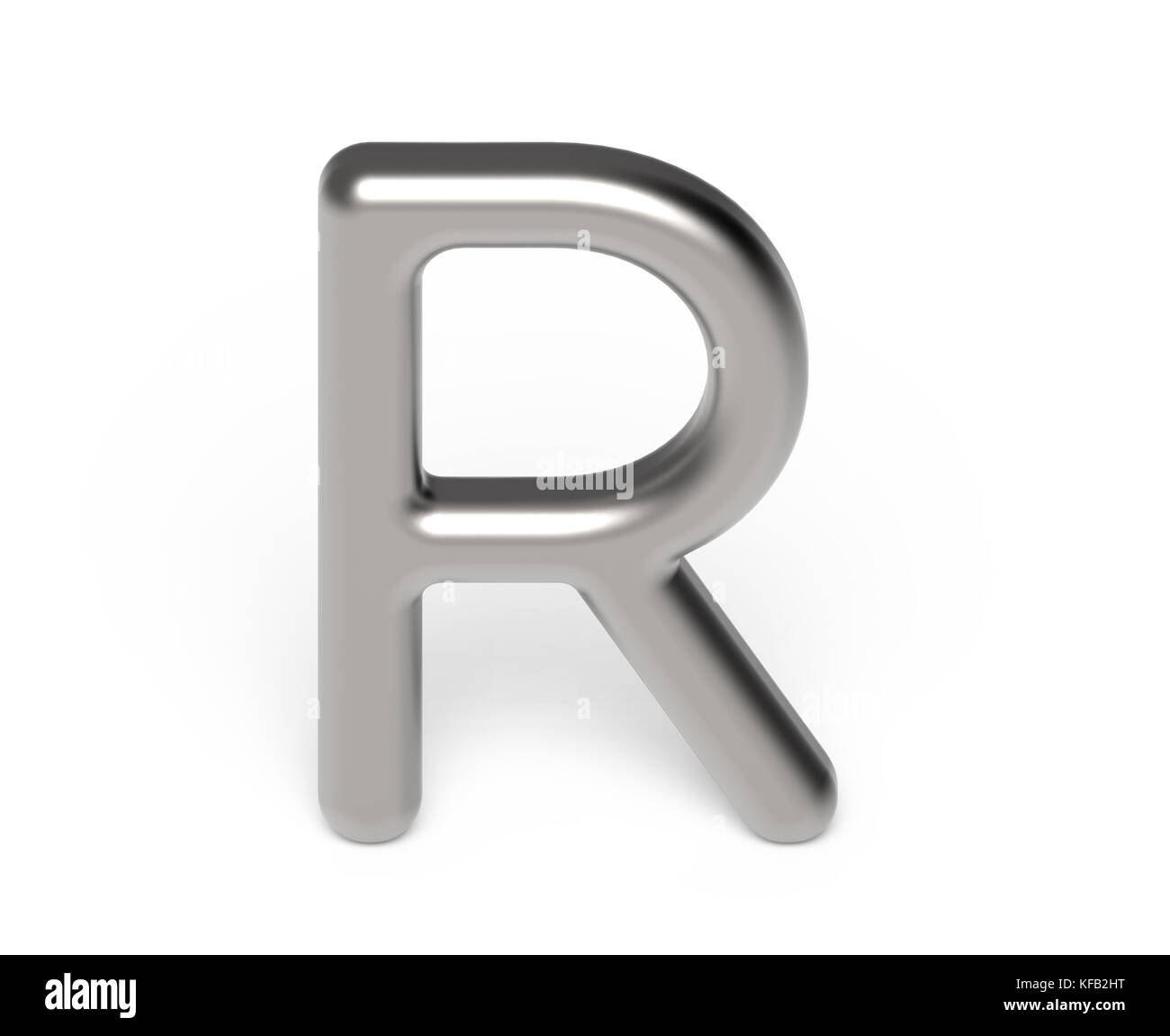 3D render metallic alphabet R, thin and glossy silver 3D font design ...