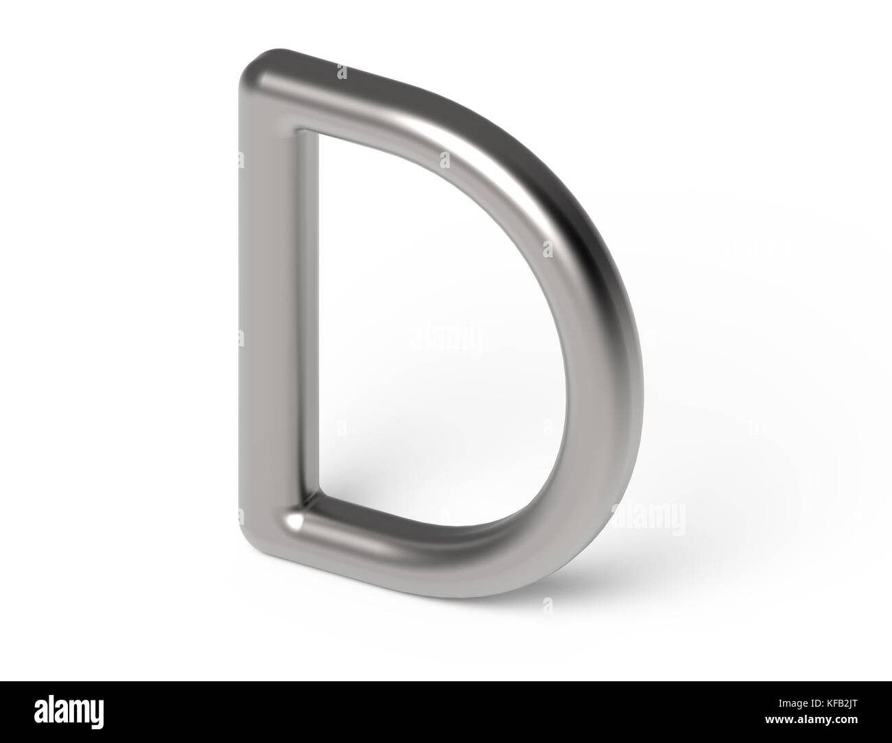 3D render metallic alphabet D, thin and glossy silver 3D font design ...