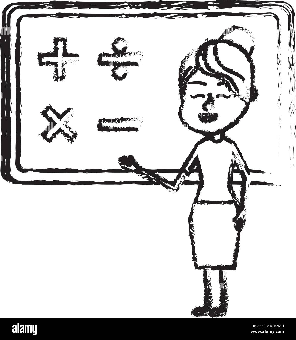 figure woman teacher teaching to the student in the blackboard Stock ...