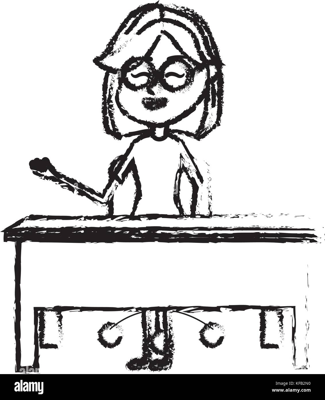 figure woman teacher sitting and explaining to the students Stock ...