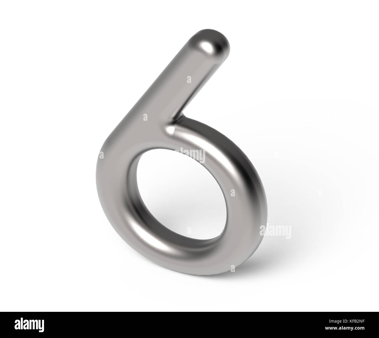 3D render metallic number 6, thin and glossy silver 3D figure design ...