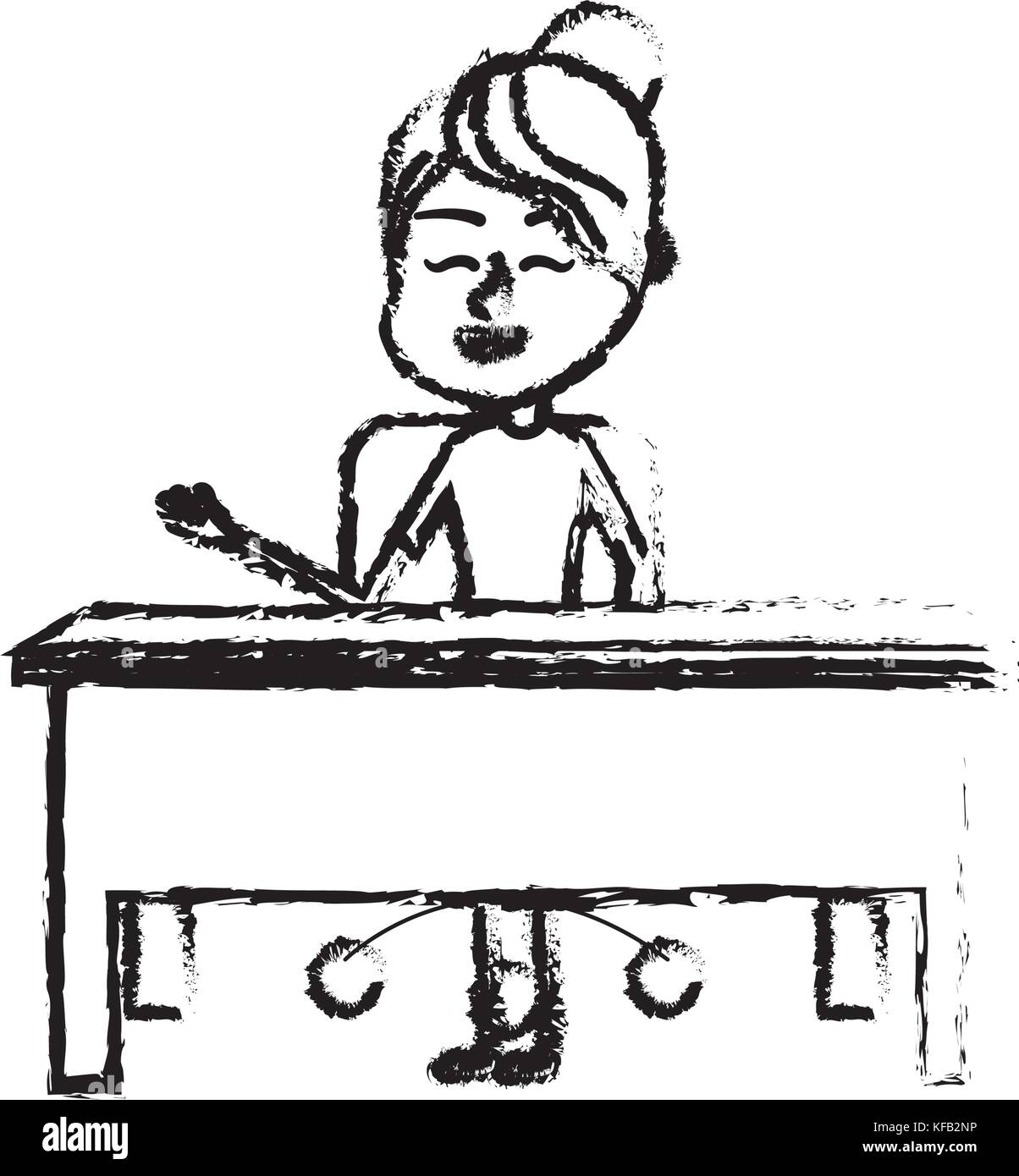 figure woman teacher sitting and explaining to the students Stock ...