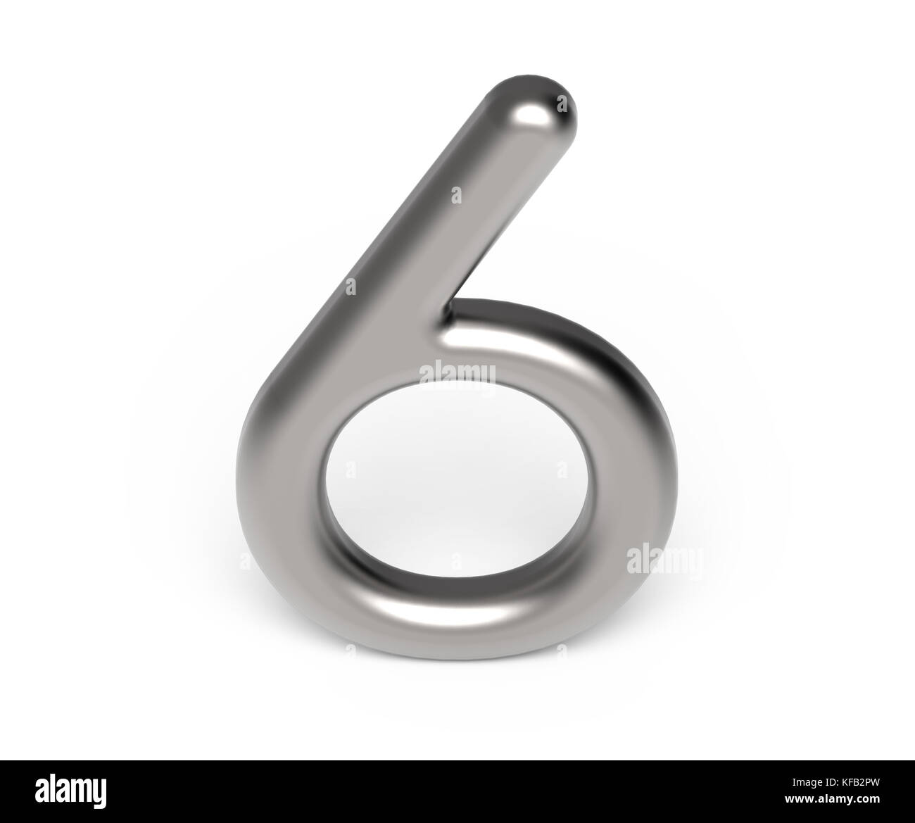 3D render metallic number 6, thin and glossy silver 3D figure design ...