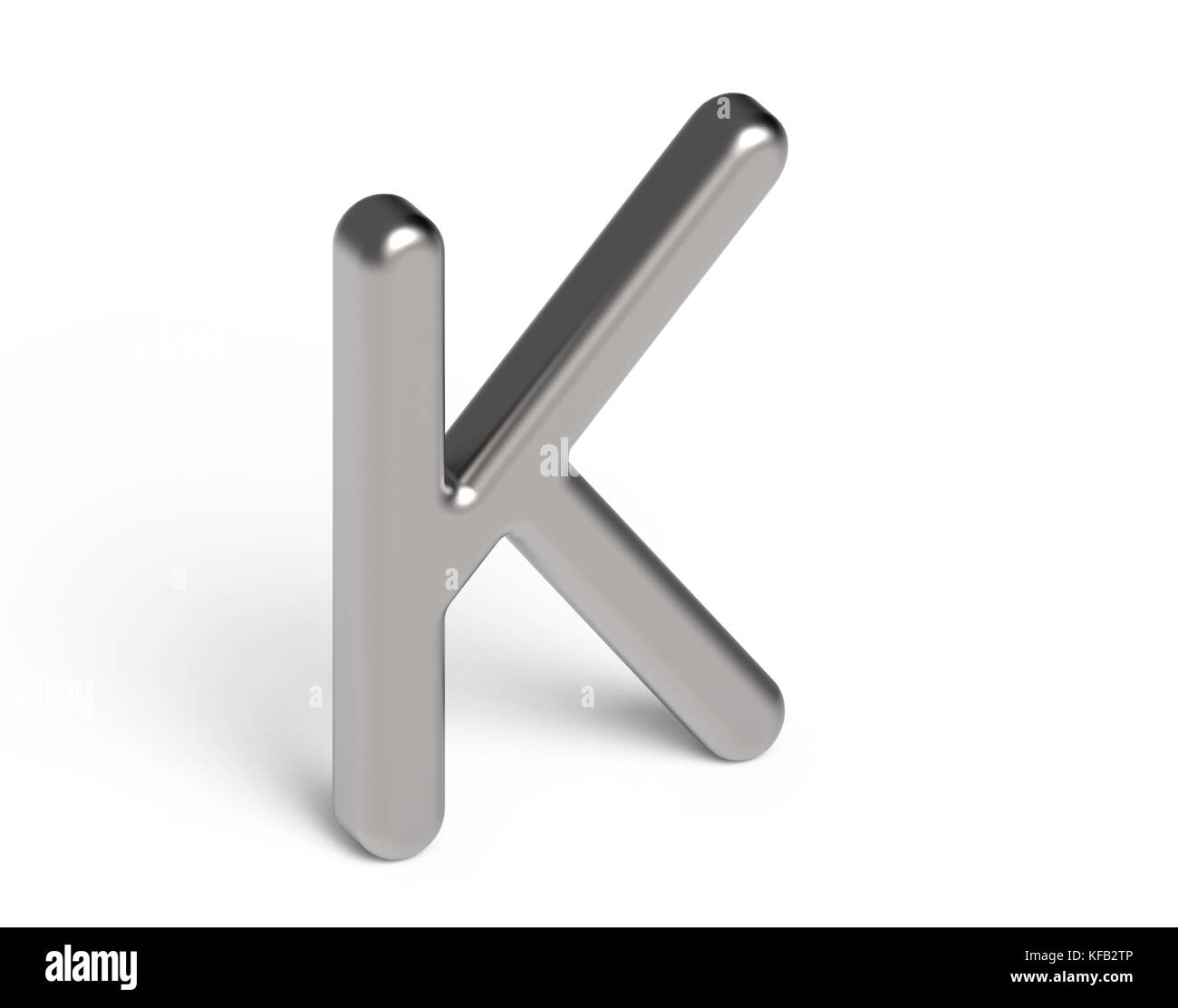 3D render metallic alphabet K, thin and glossy silver 3D font design ...