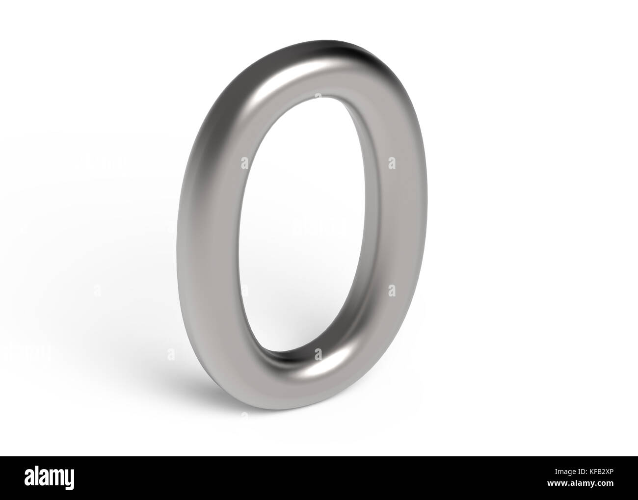 3D render metallic number 0, thin and glossy silver 3D figure design ...