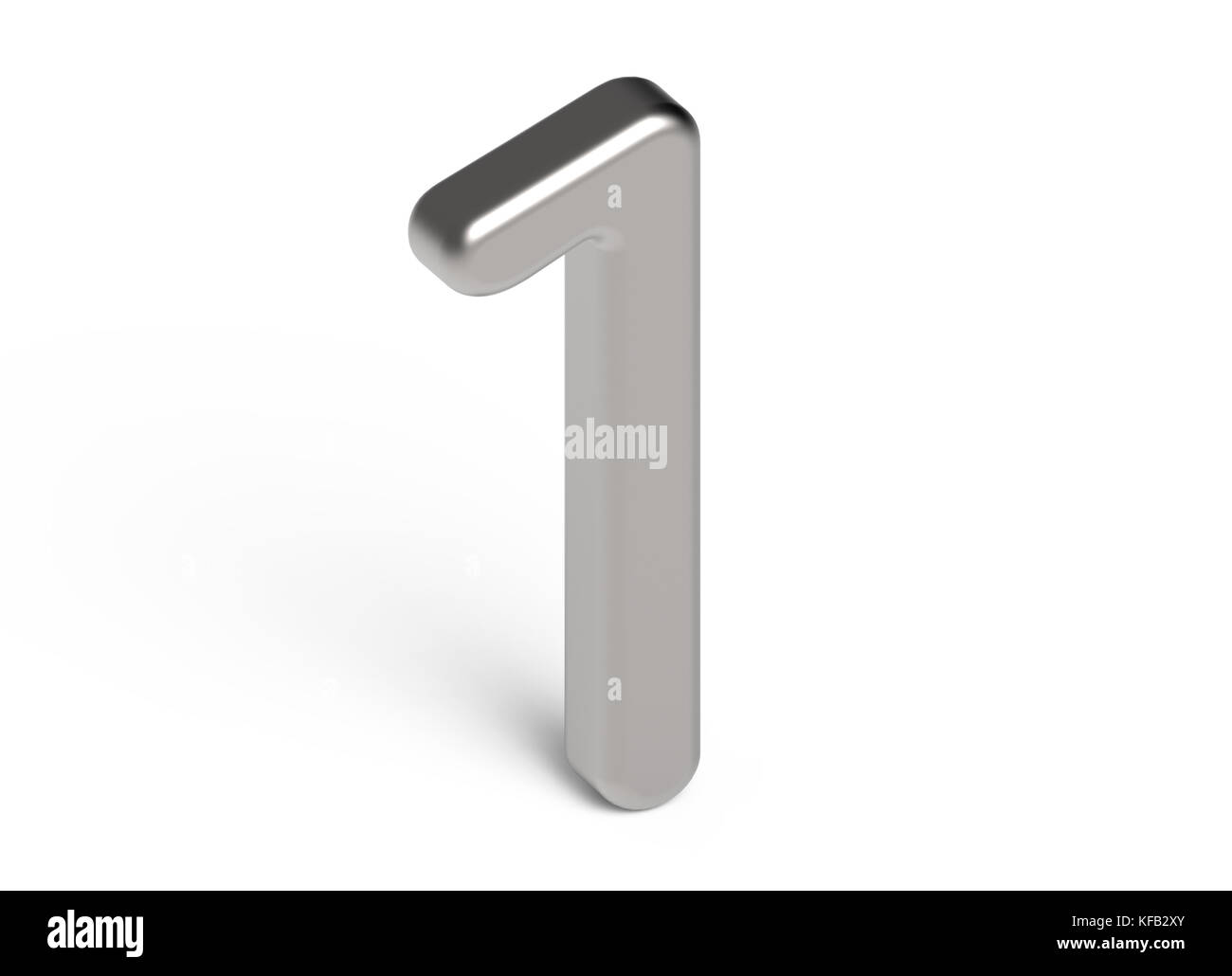 3D render metallic number 1, thin and glossy silver 3D figure design ...