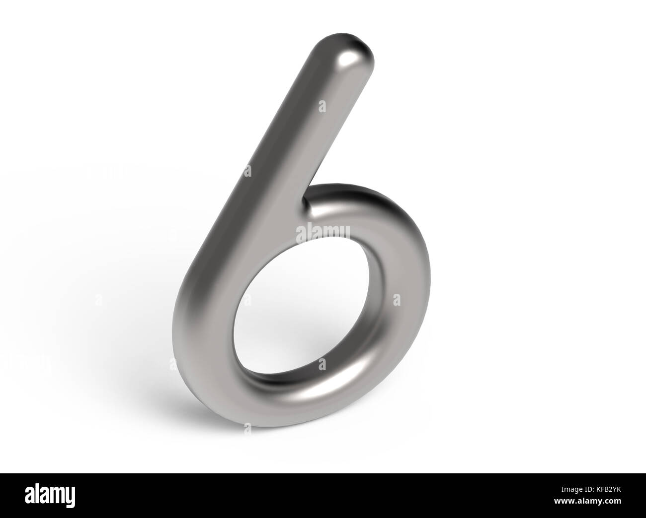 3D render metallic number 6, thin and glossy silver 3D figure design ...