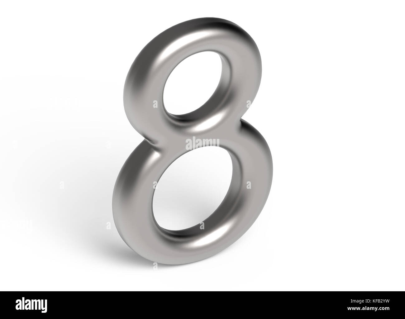 3D render metallic number 8, thin and glossy silver 3D figure design ...