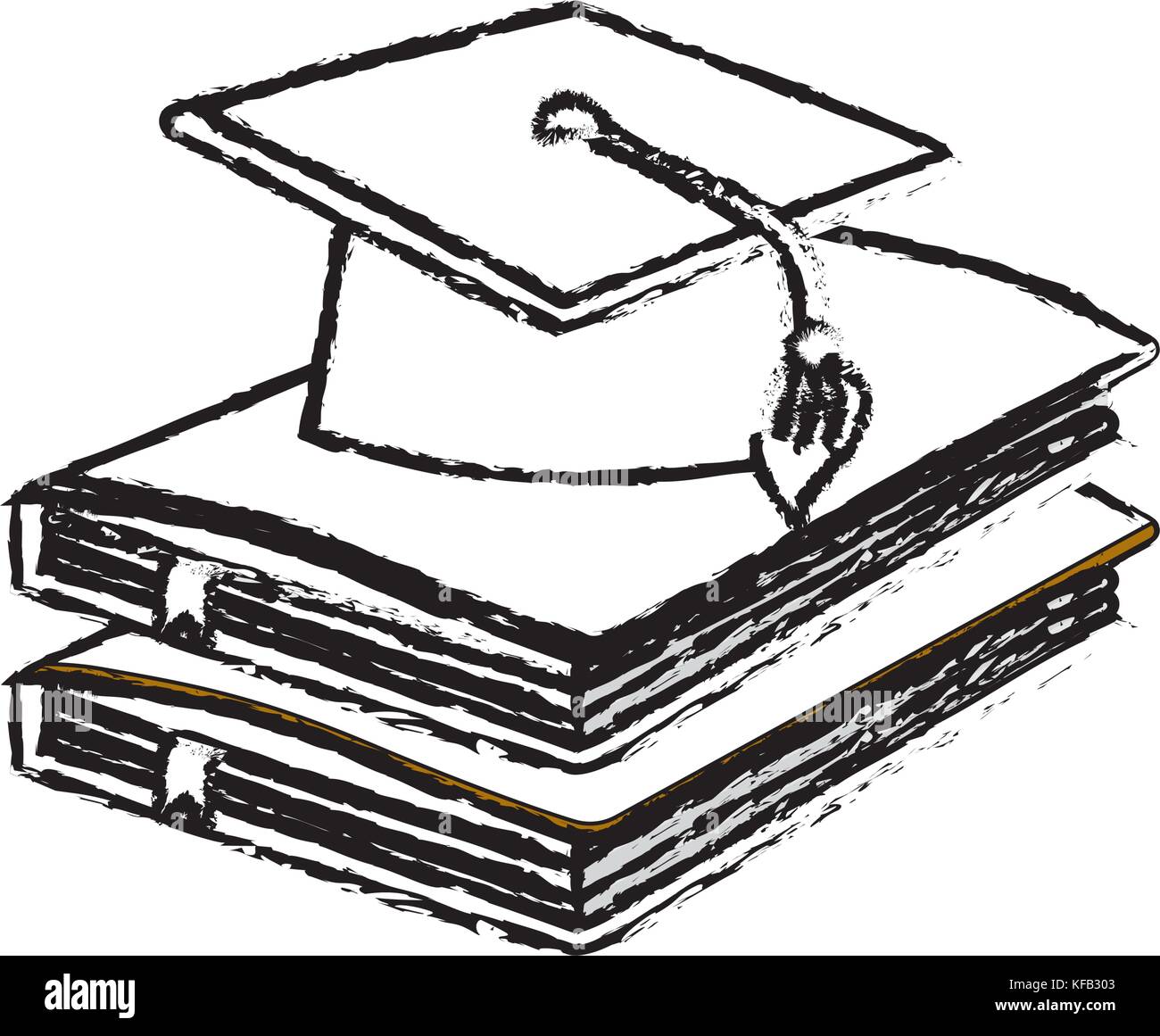 figure graduation cap with education notebooks object Stock Vector ...