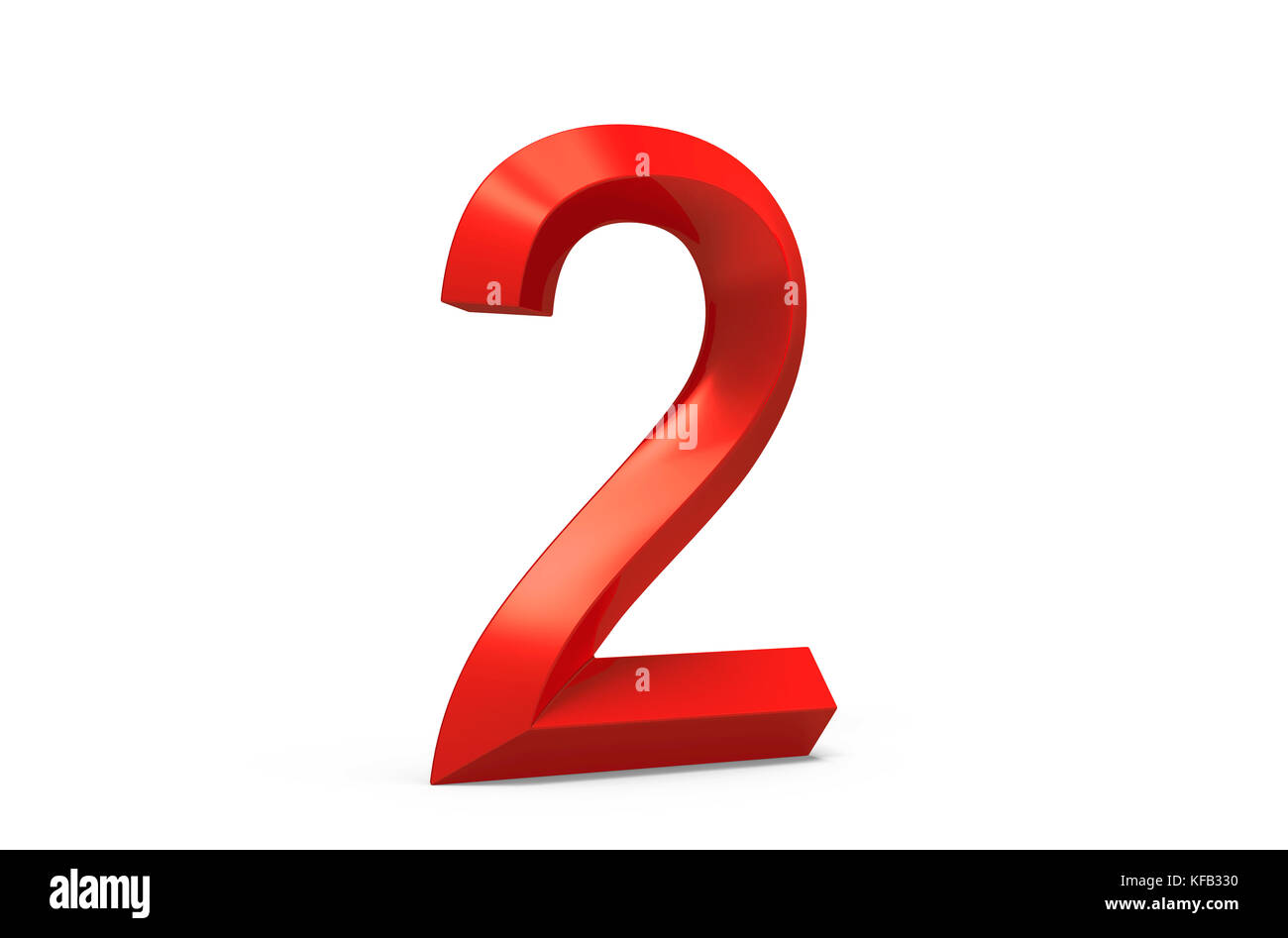 3D render red beveled number 2, retro 3D figure design Stock Photo - Alamy