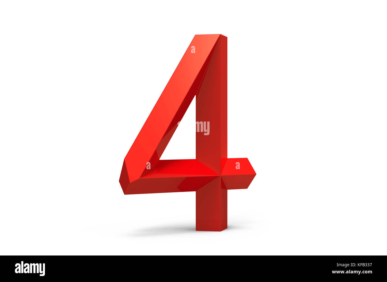 3D render red beveled number 4, retro 3D figure design Stock Photo - Alamy