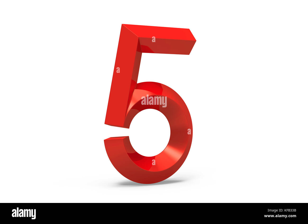 3D render red beveled number 5, retro 3D figure design Stock Photo - Alamy