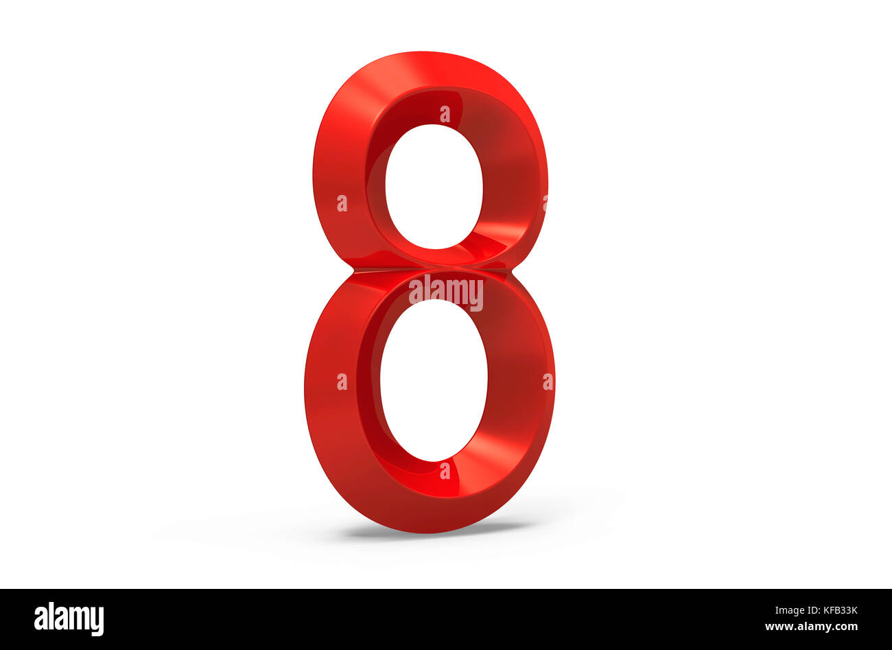 3D render red beveled number 8, retro 3D figure design Stock Photo - Alamy