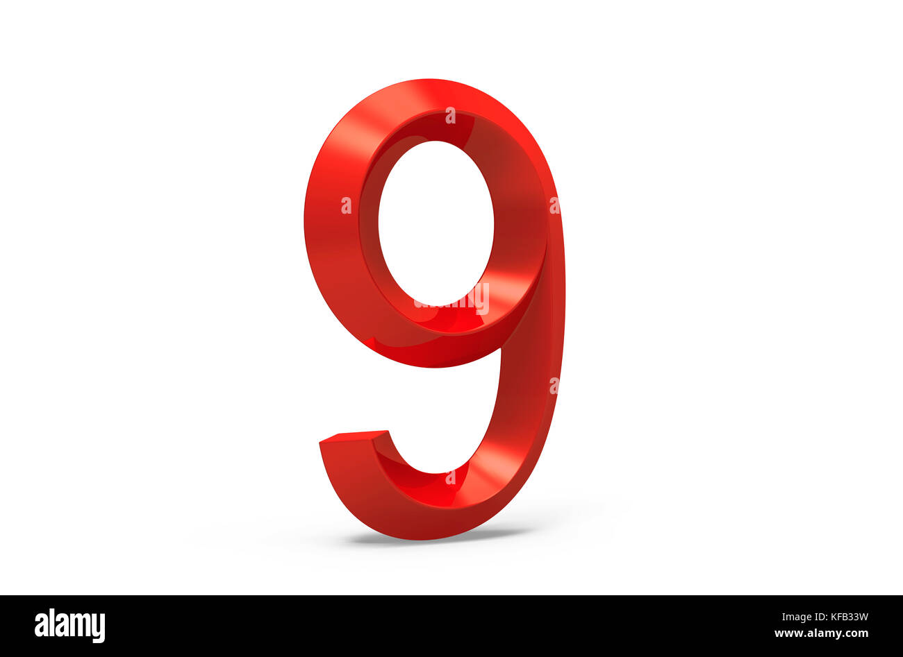 3D render red beveled number 9, retro 3D figure design Stock Photo - Alamy