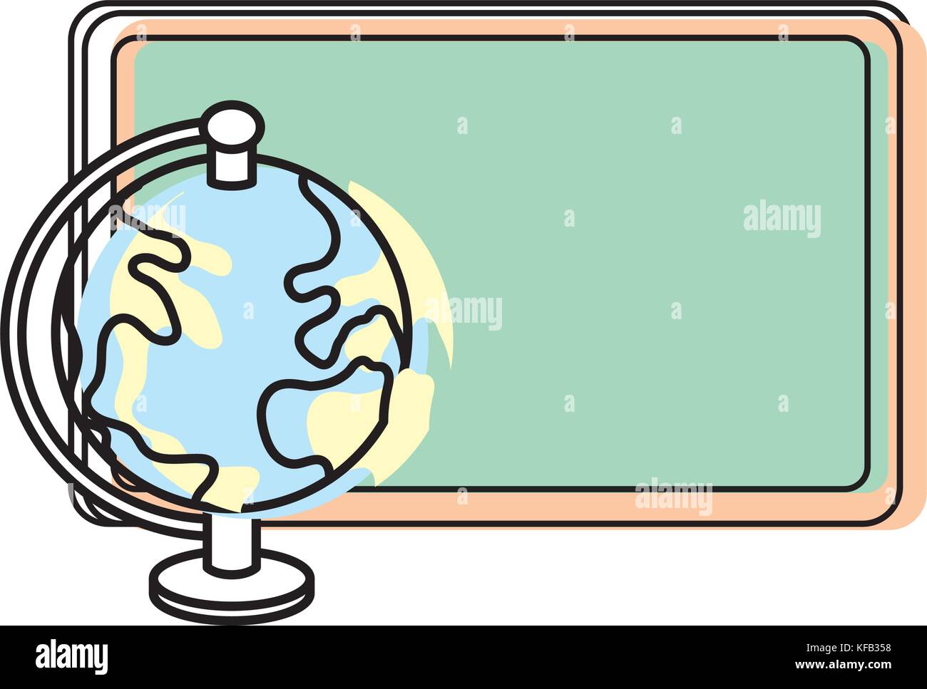 blackboard object with earth planet map desk Stock Vector Image & Art ...
