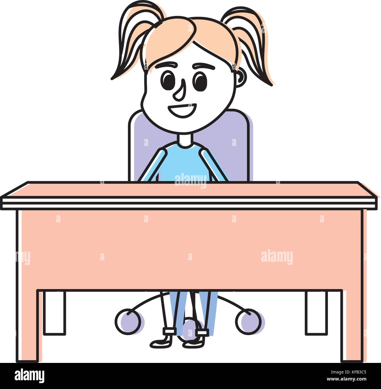 Girl writing studying desk Cut Out Stock Images & Pictures - Alamy