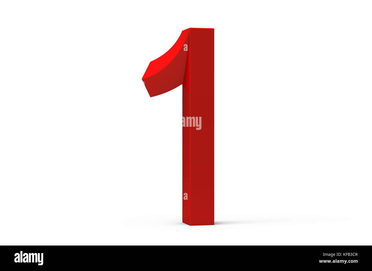3D render red beveled number 1, retro 3D figure design Stock Photo - Alamy