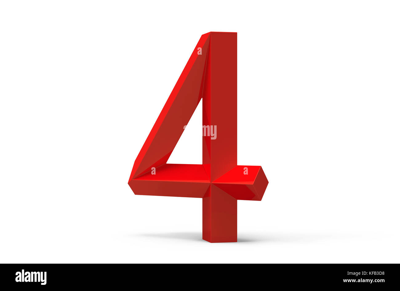 3D render red beveled number 4, retro 3D figure design Stock Photo - Alamy