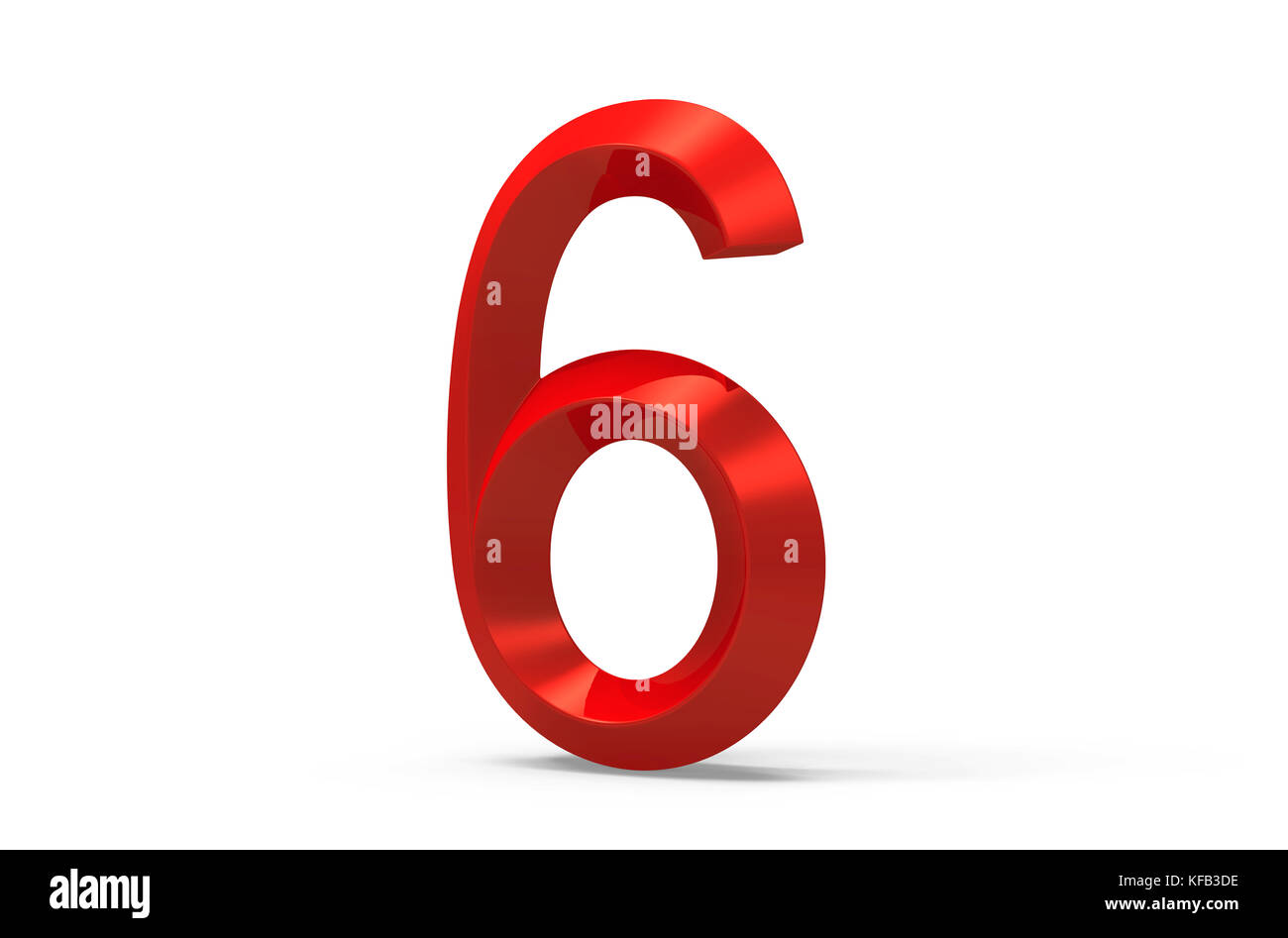 3D render red beveled number 6, retro 3D figure design Stock Photo - Alamy