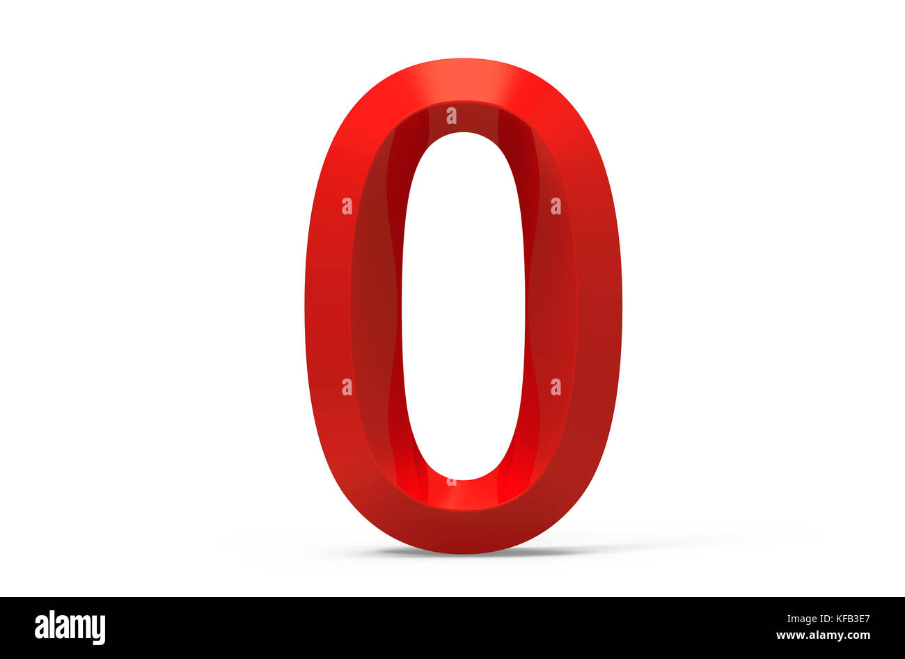 3D render red beveled number 0, retro 3D figure design Stock Photo - Alamy