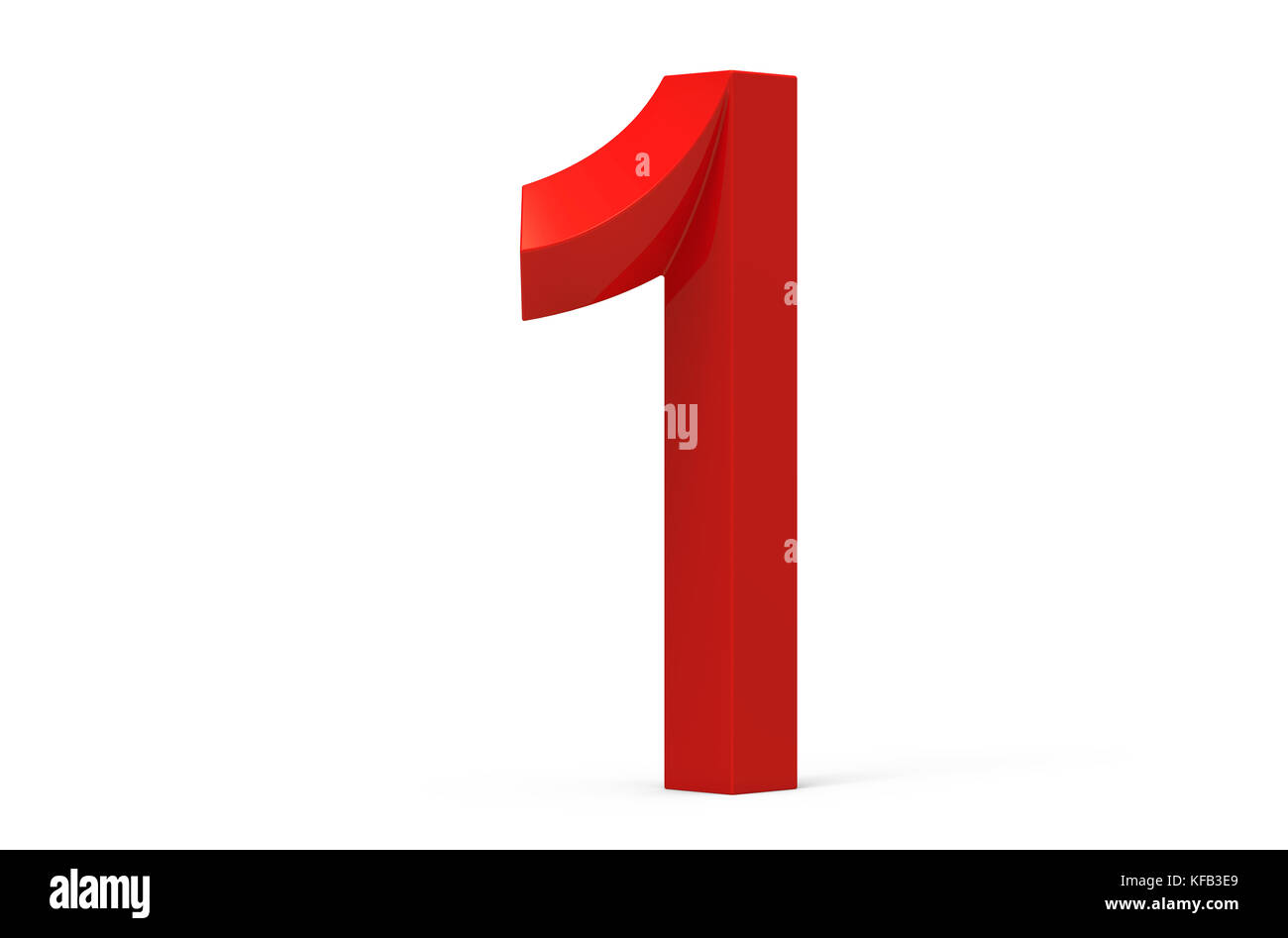 3D render red beveled number 1, retro 3D figure design Stock Photo - Alamy