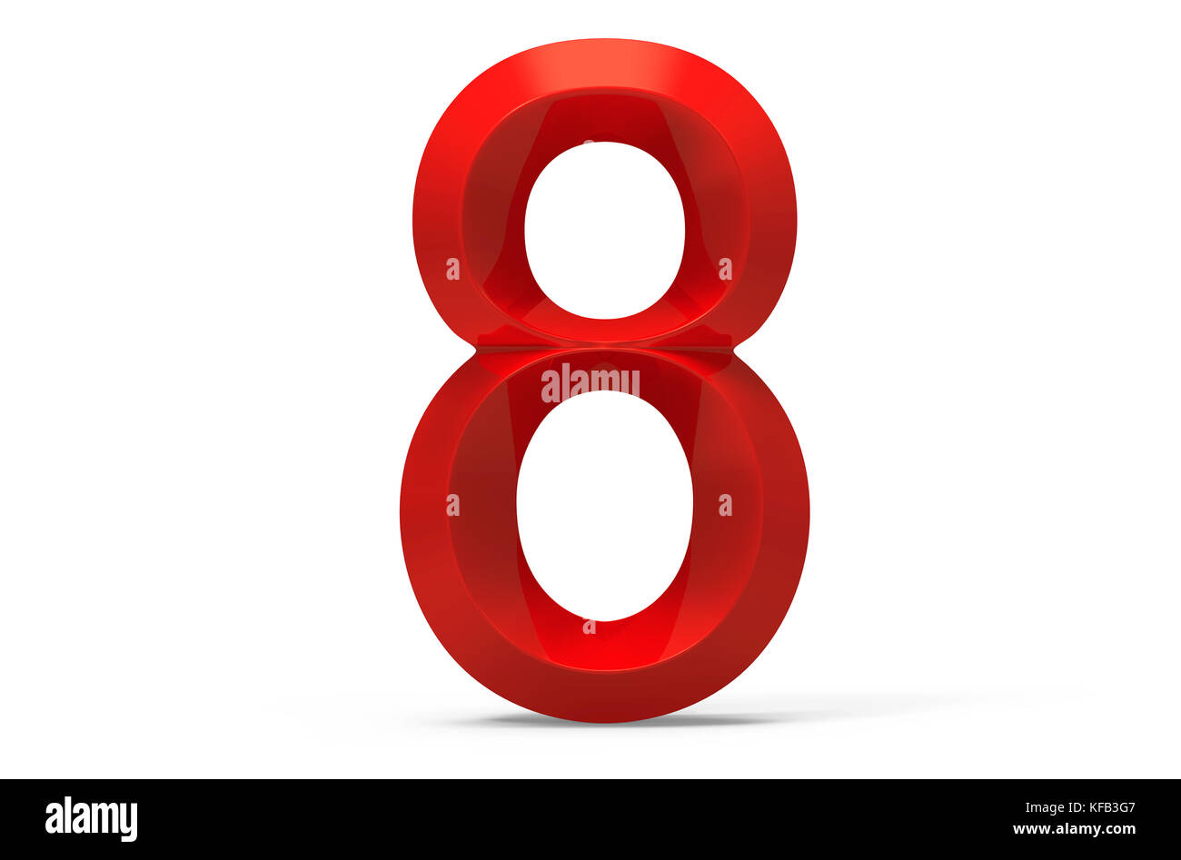 3D render red beveled number 8, retro 3D figure design Stock Photo - Alamy