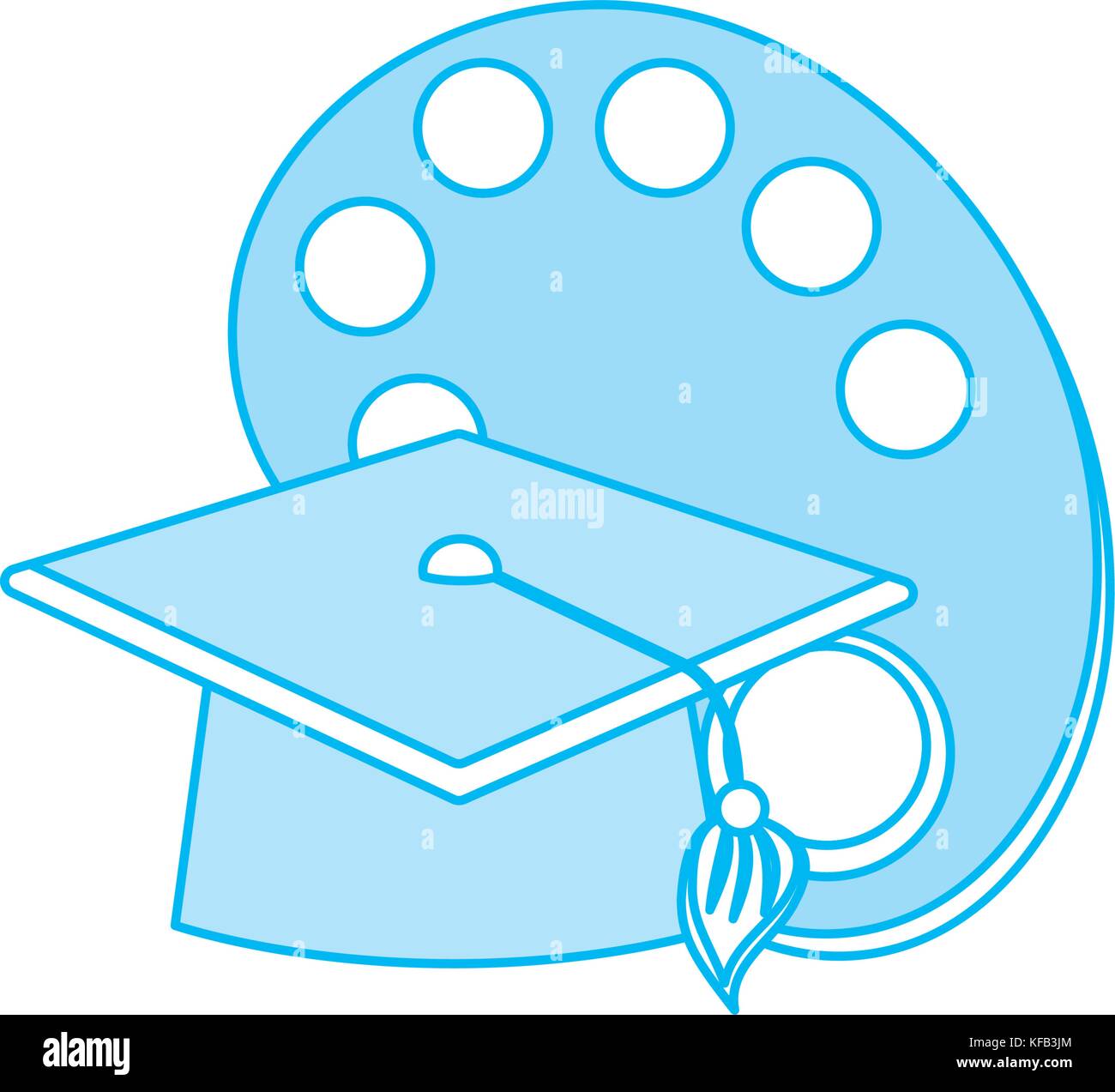 contour art palette object with cap graduation design Stock Vector ...