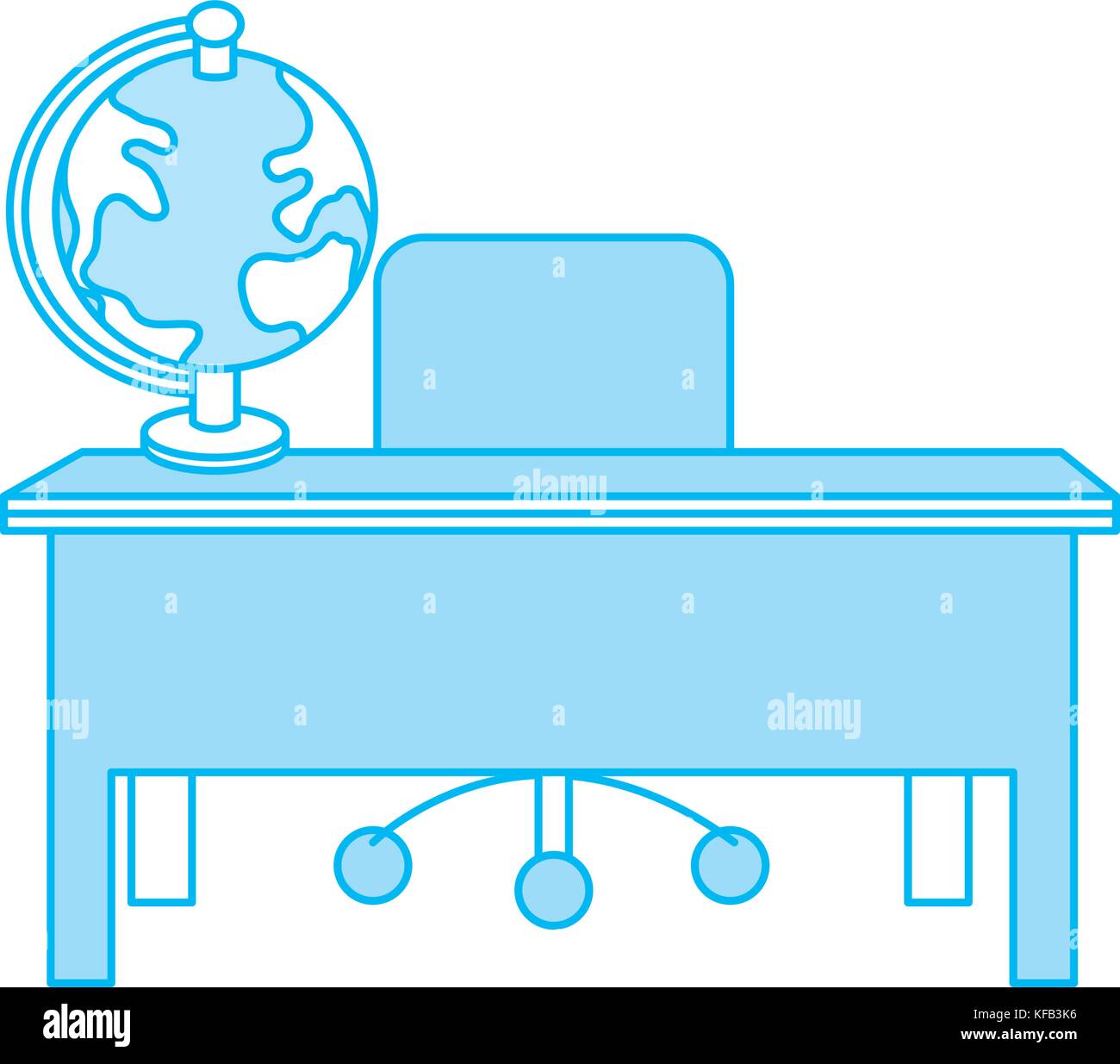 contour wood desk with chair and notebooks tools Stock Vector Image ...