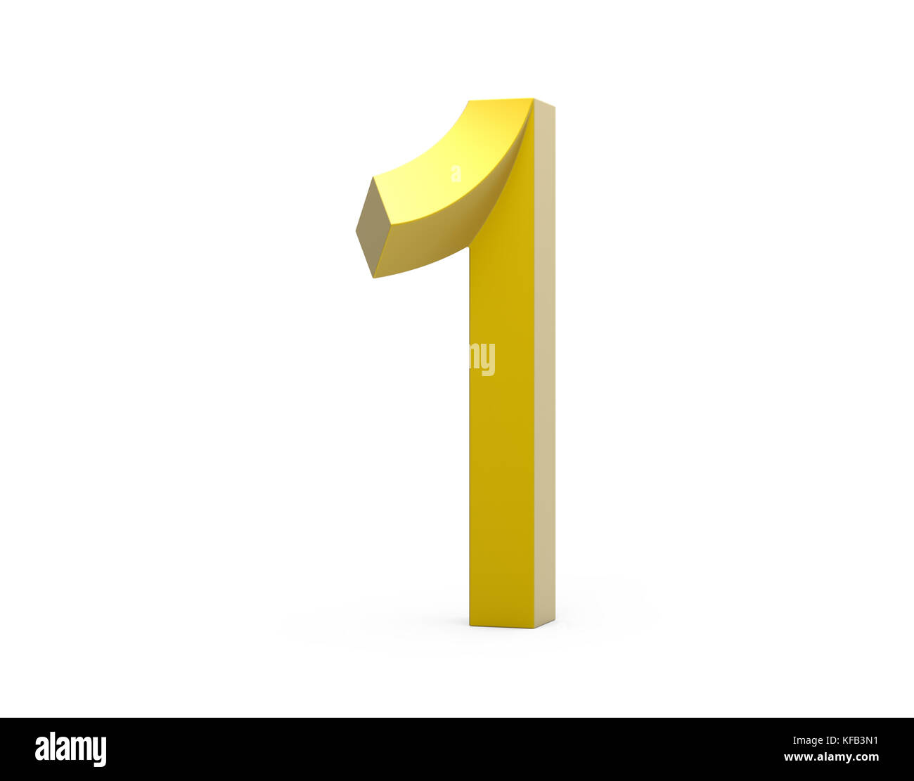 3D render golden beveled number 1, retro 3D figure design Stock Photo ...