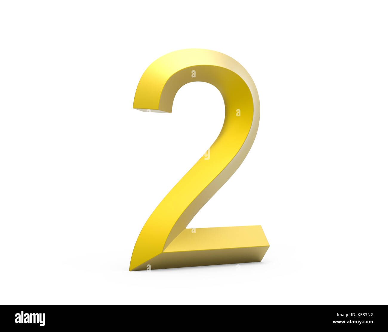 3D render golden beveled number 2, retro 3D figure design Stock Photo ...
