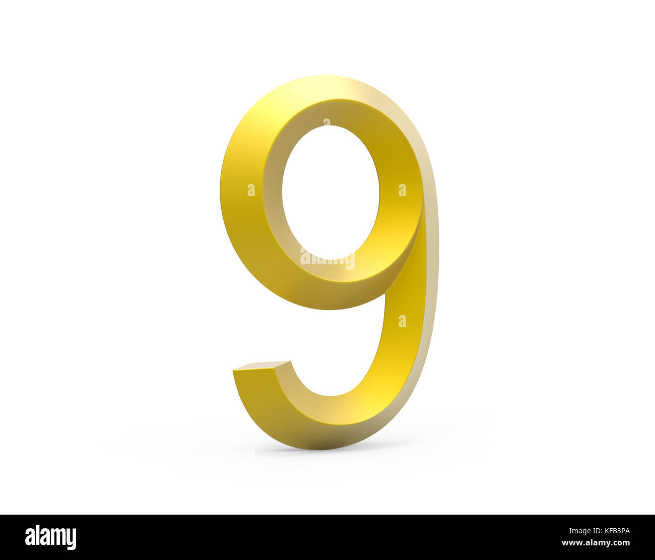 3D render golden beveled number 9, retro 3D figure design Stock Photo ...