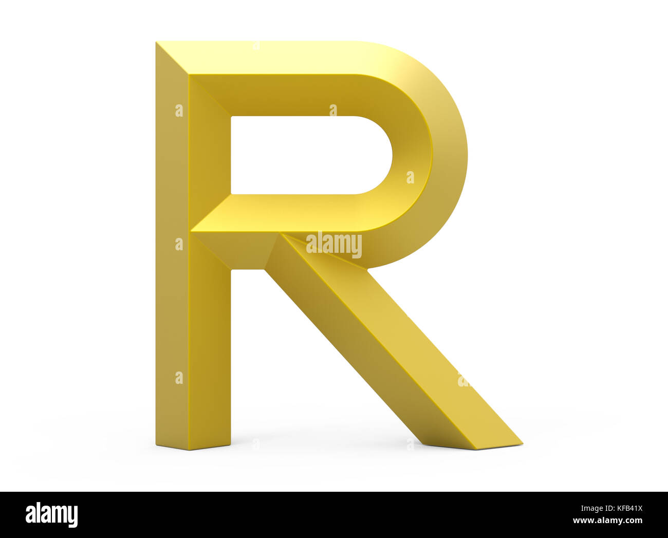 3D render golden beveled alphabet R, retro 3D font design Stock Photo ...