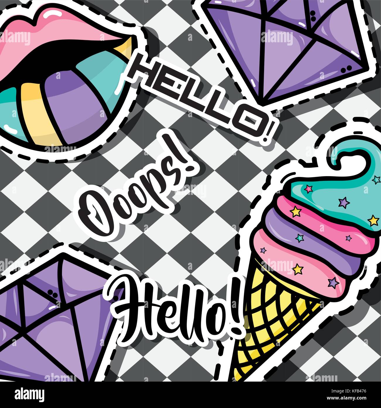 fashion cute patch background design Stock Vector Image & Art - Alamy