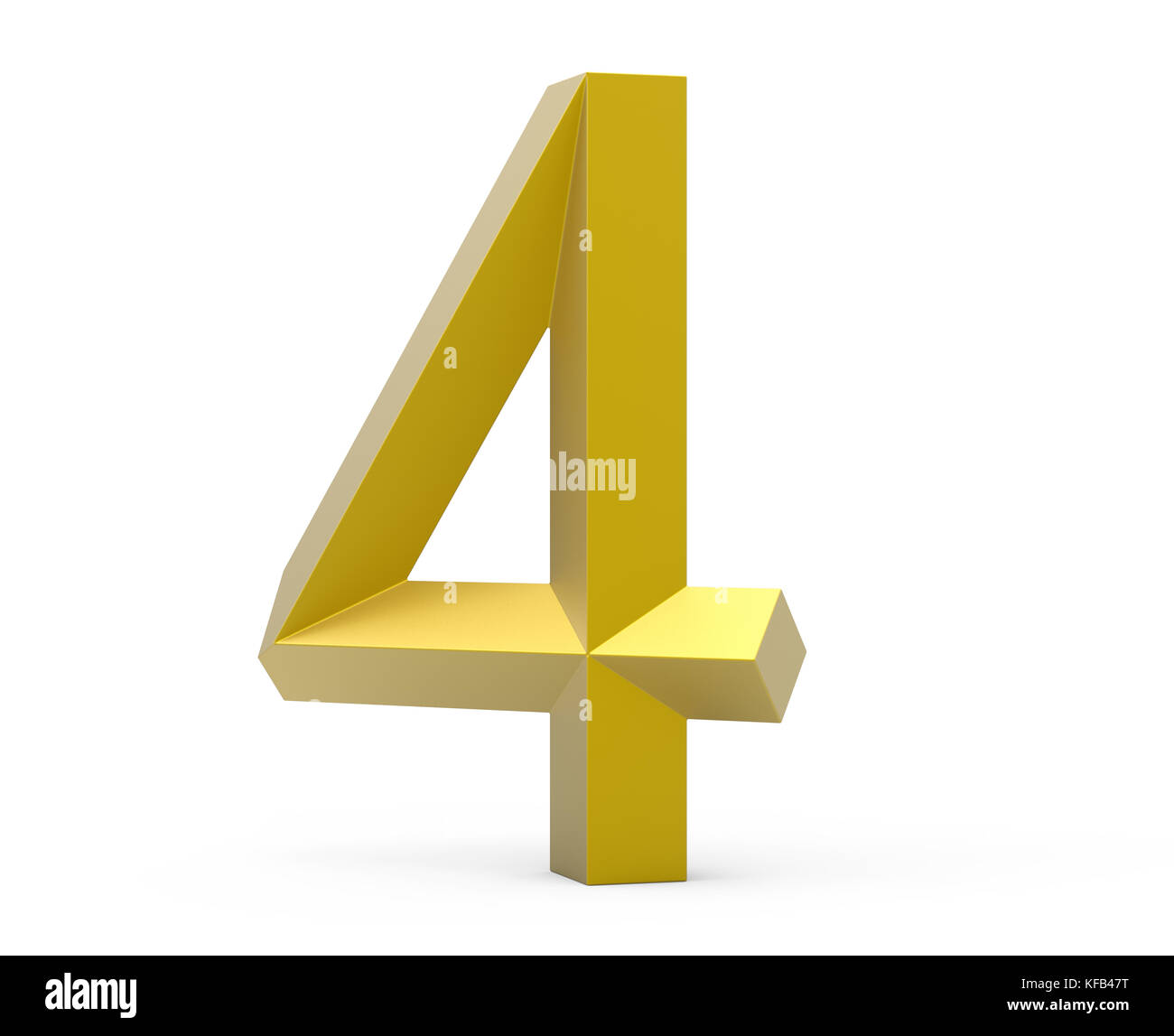 3D render golden beveled number 4, retro 3D figure design Stock Photo ...