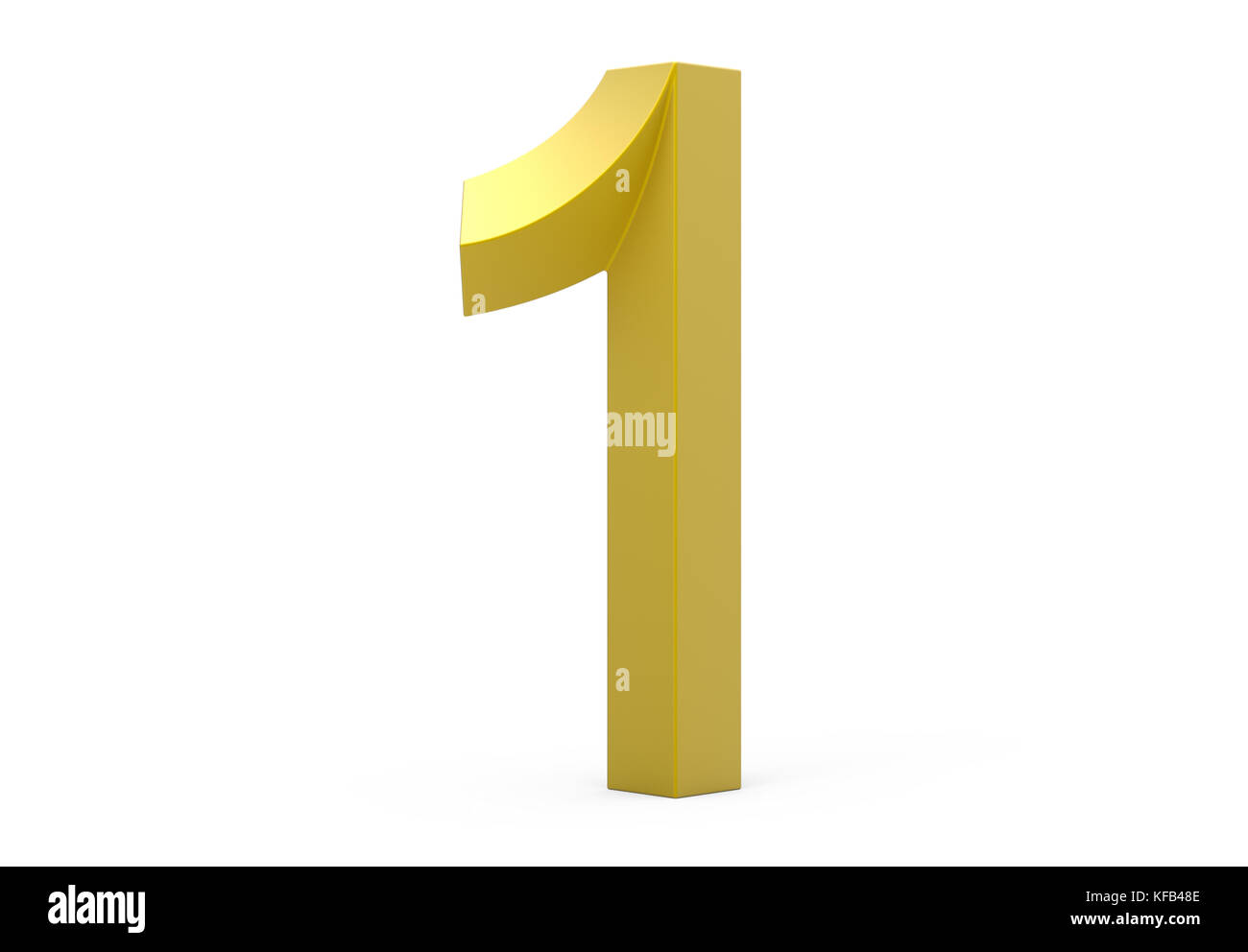 3D render golden beveled number 1, retro 3D figure design Stock Photo ...