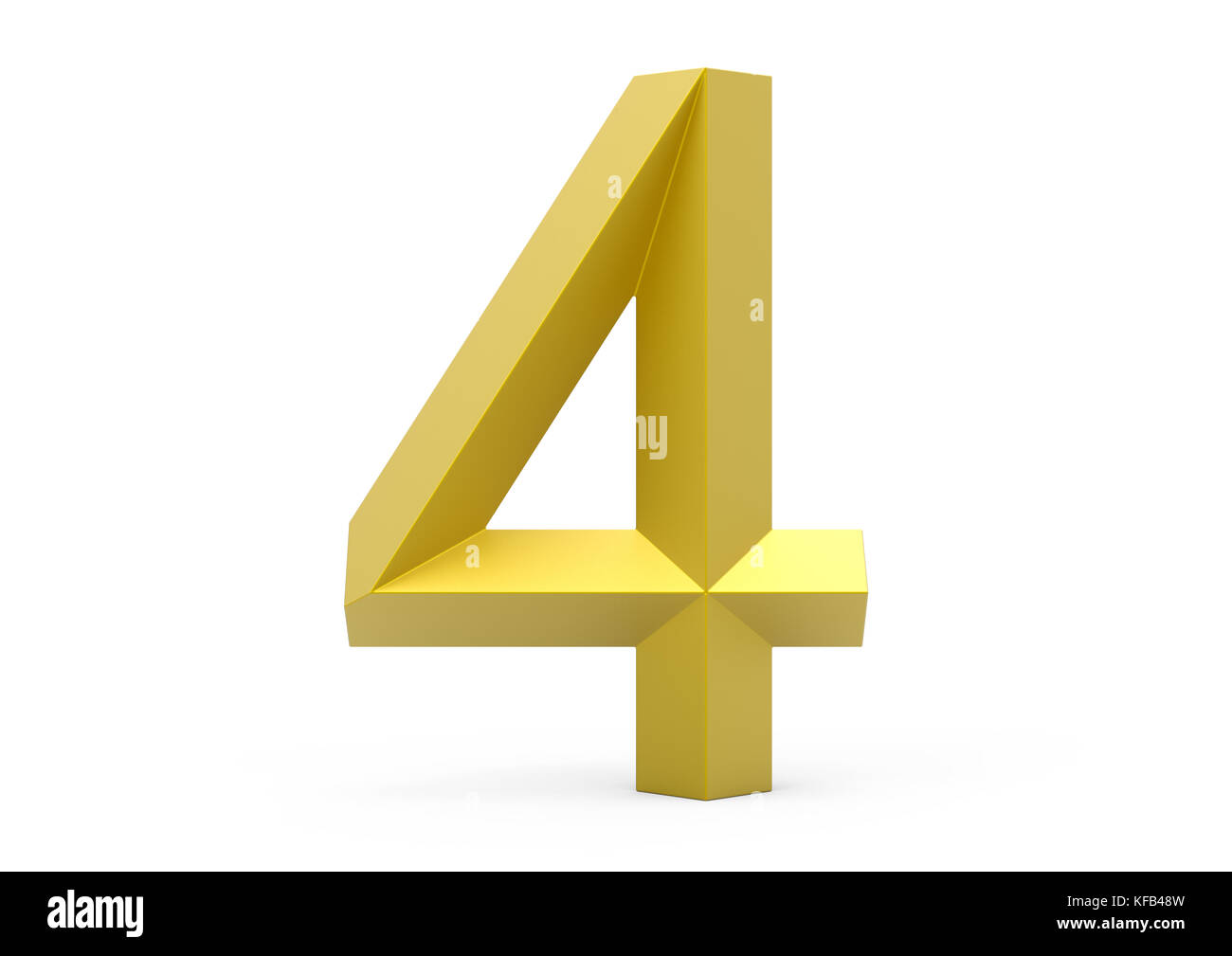 3D render golden beveled number 4, retro 3D figure design Stock Photo ...