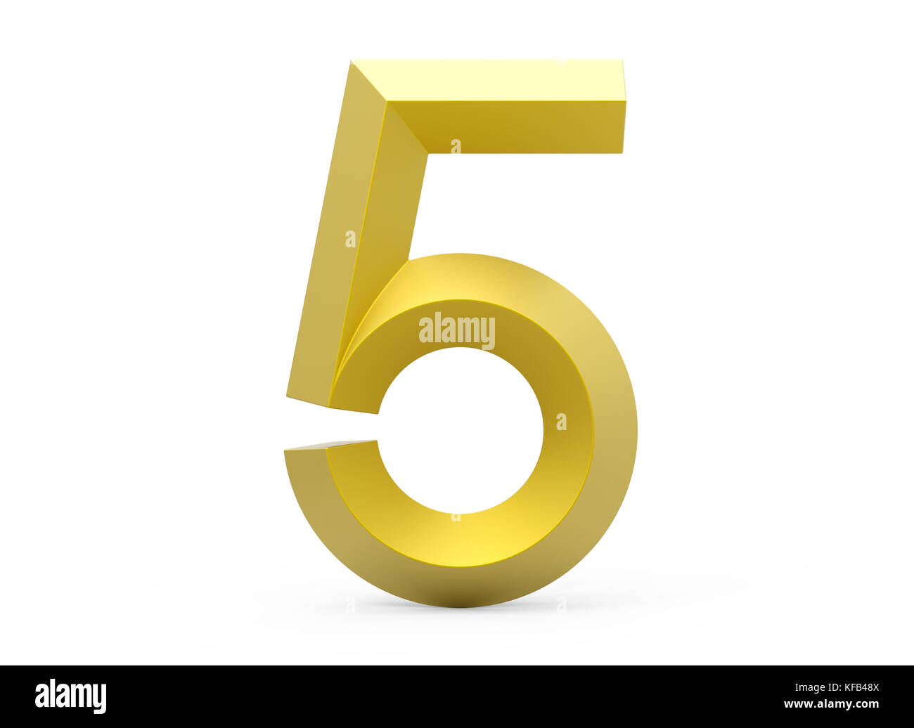 3D render golden beveled number 5, retro 3D figure design Stock Photo ...