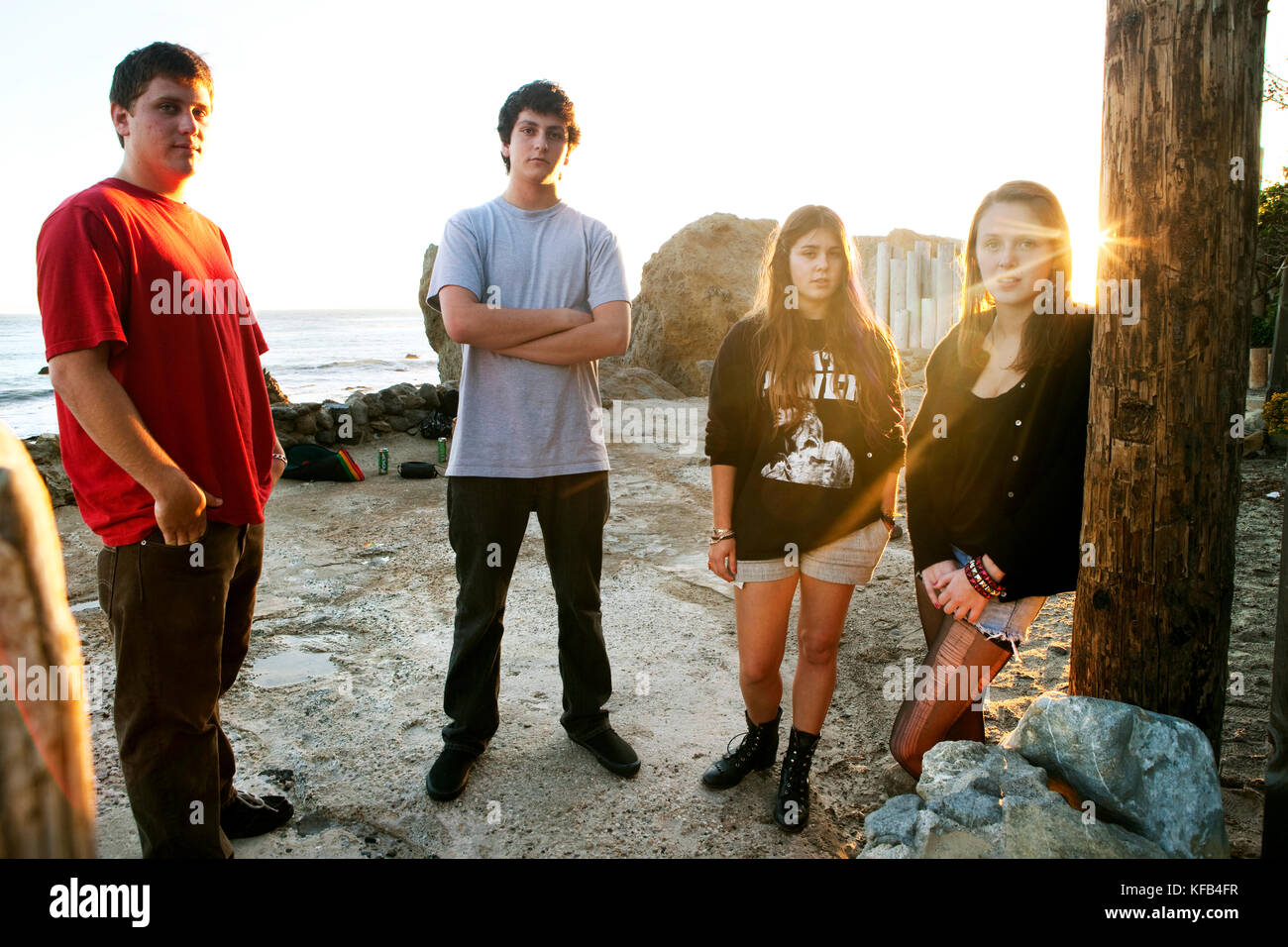 USA, California, Malibu, El Pescador Beach, friends at El Pescador ...