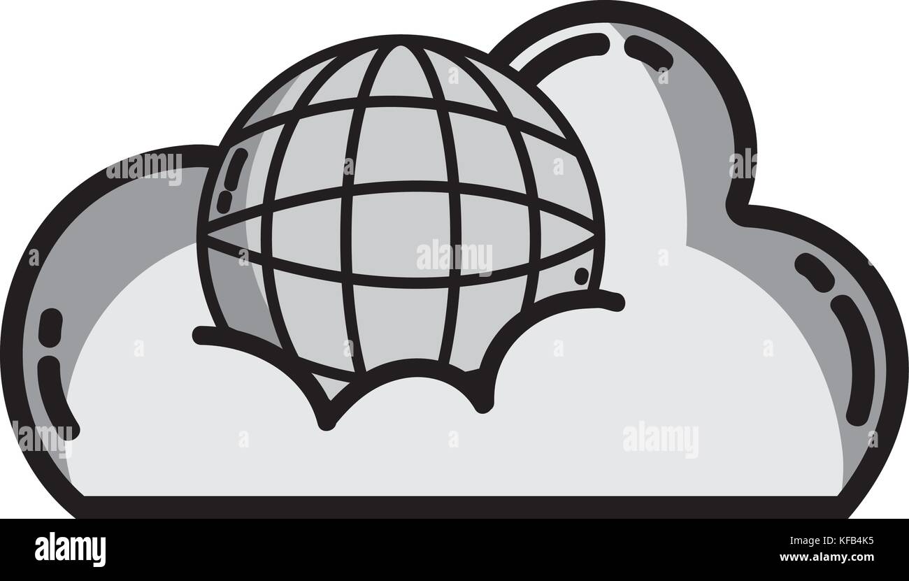 grayscale cloud data with global connection server Stock Vector Image ...