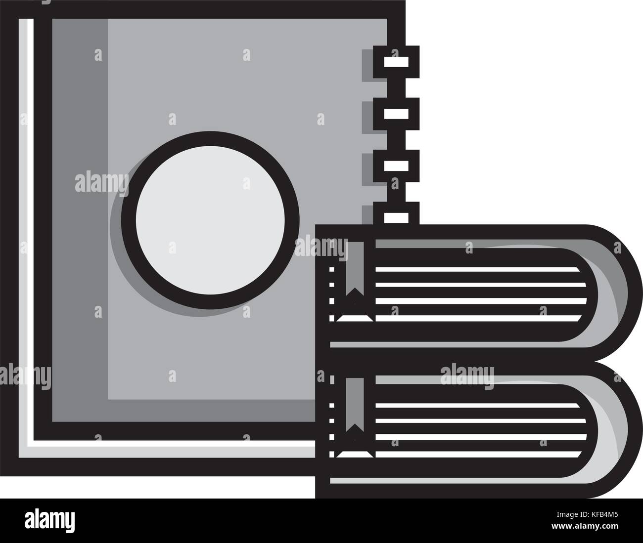 grayscale education books and notebook object design Stock Vector Image ...