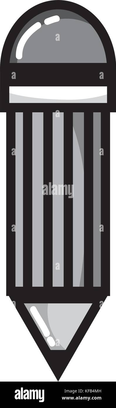 grayscale pencil object with eraser to drawing design Stock Vector ...