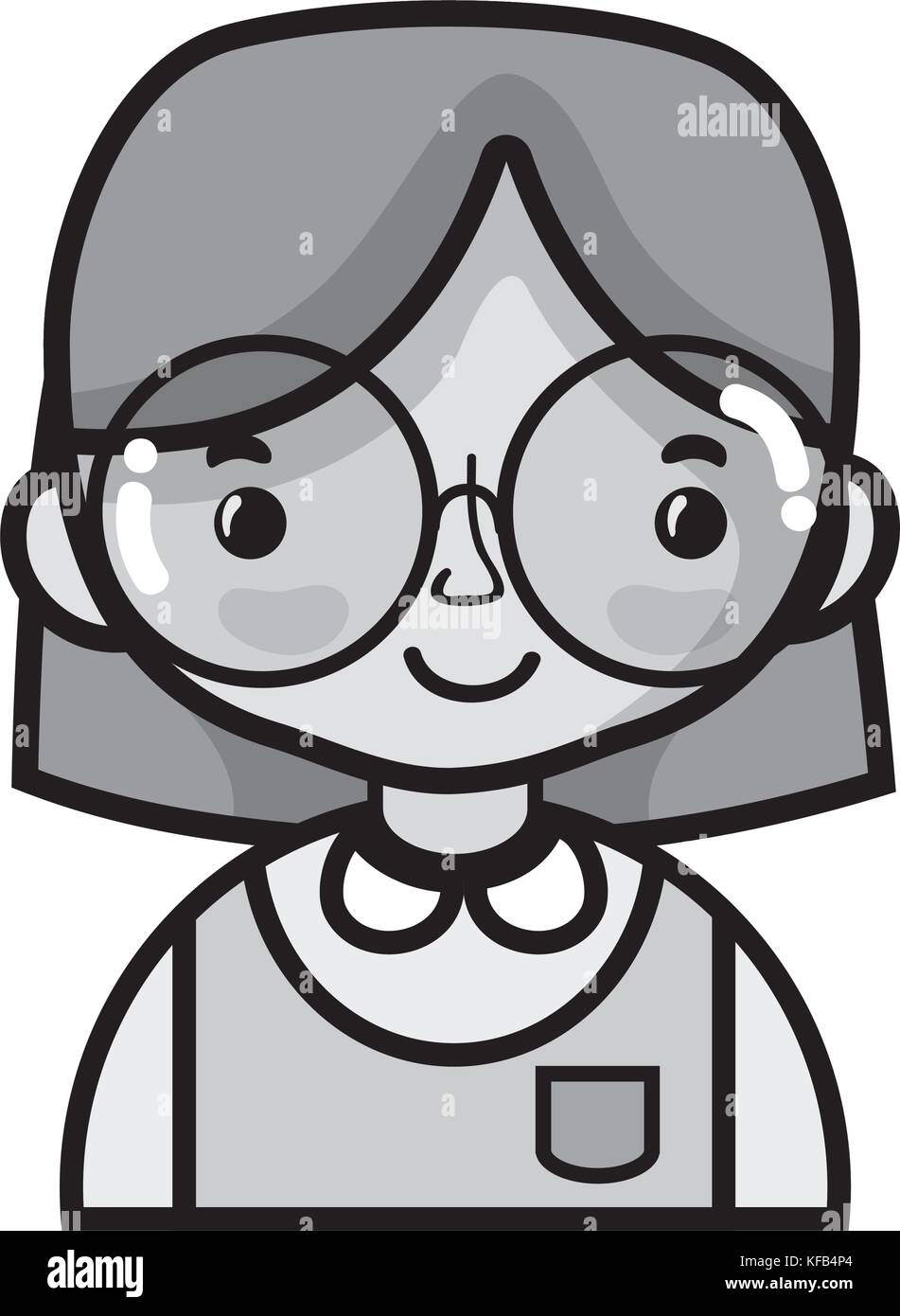 grayscale casual girl with hairstyle and blouse uniform Stock Vector ...
