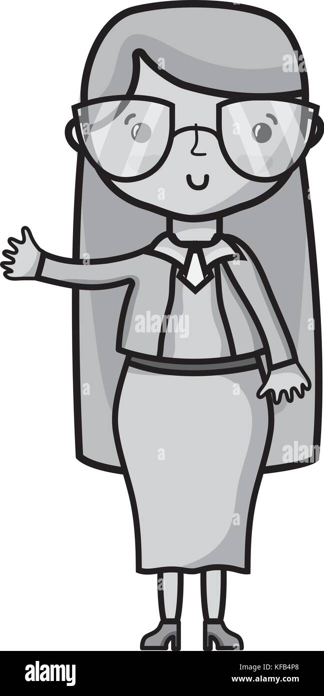 grayscale woman with hairstyle and elegant clothes design Stock Vector ...