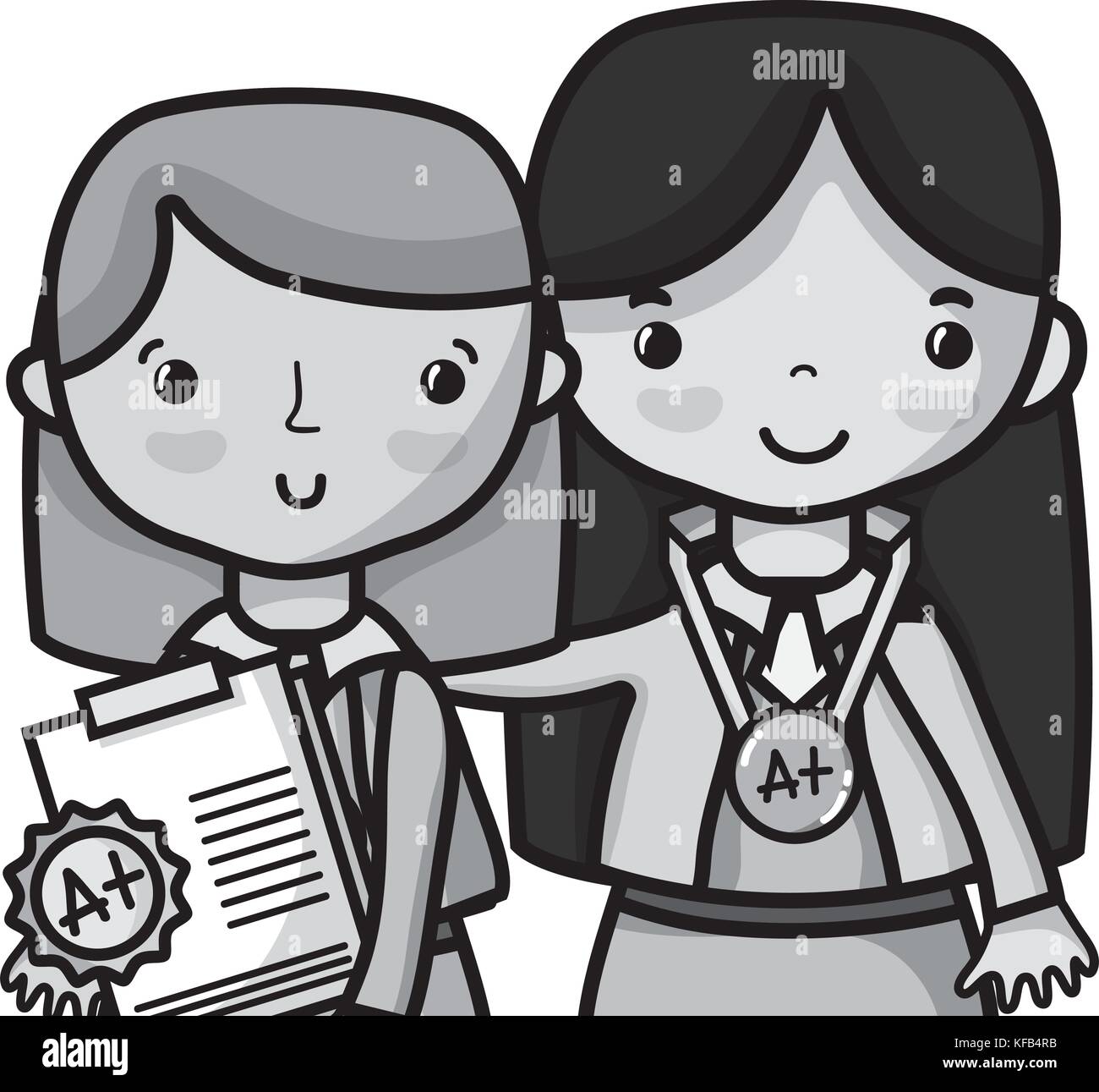 grayscale teacher with student to class education lesson Stock Vector ...