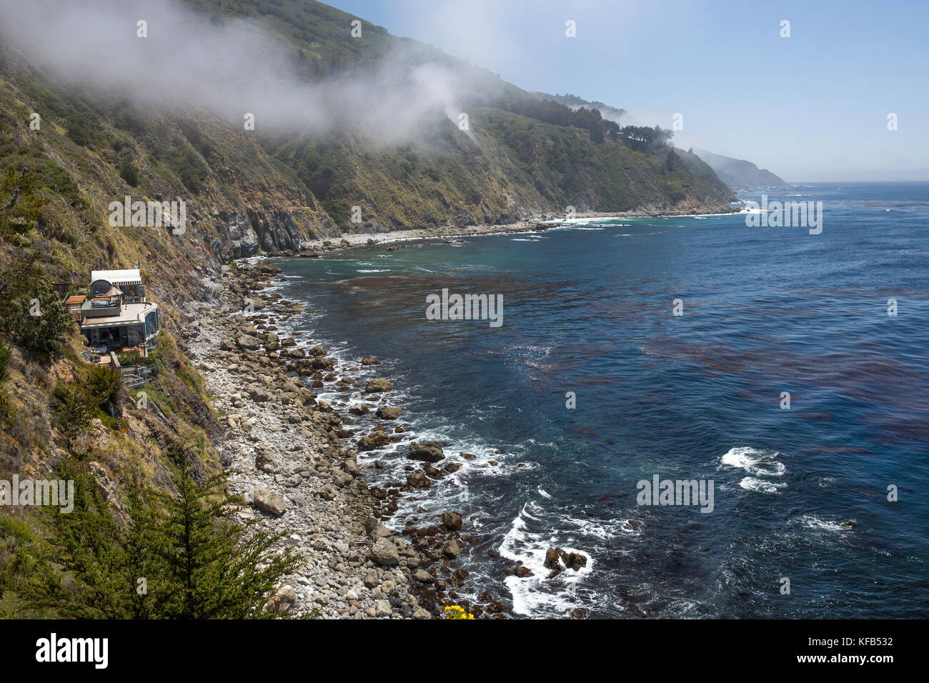 USA, California, Big Sur, Esalen, the hot spring baths and bath house ...
