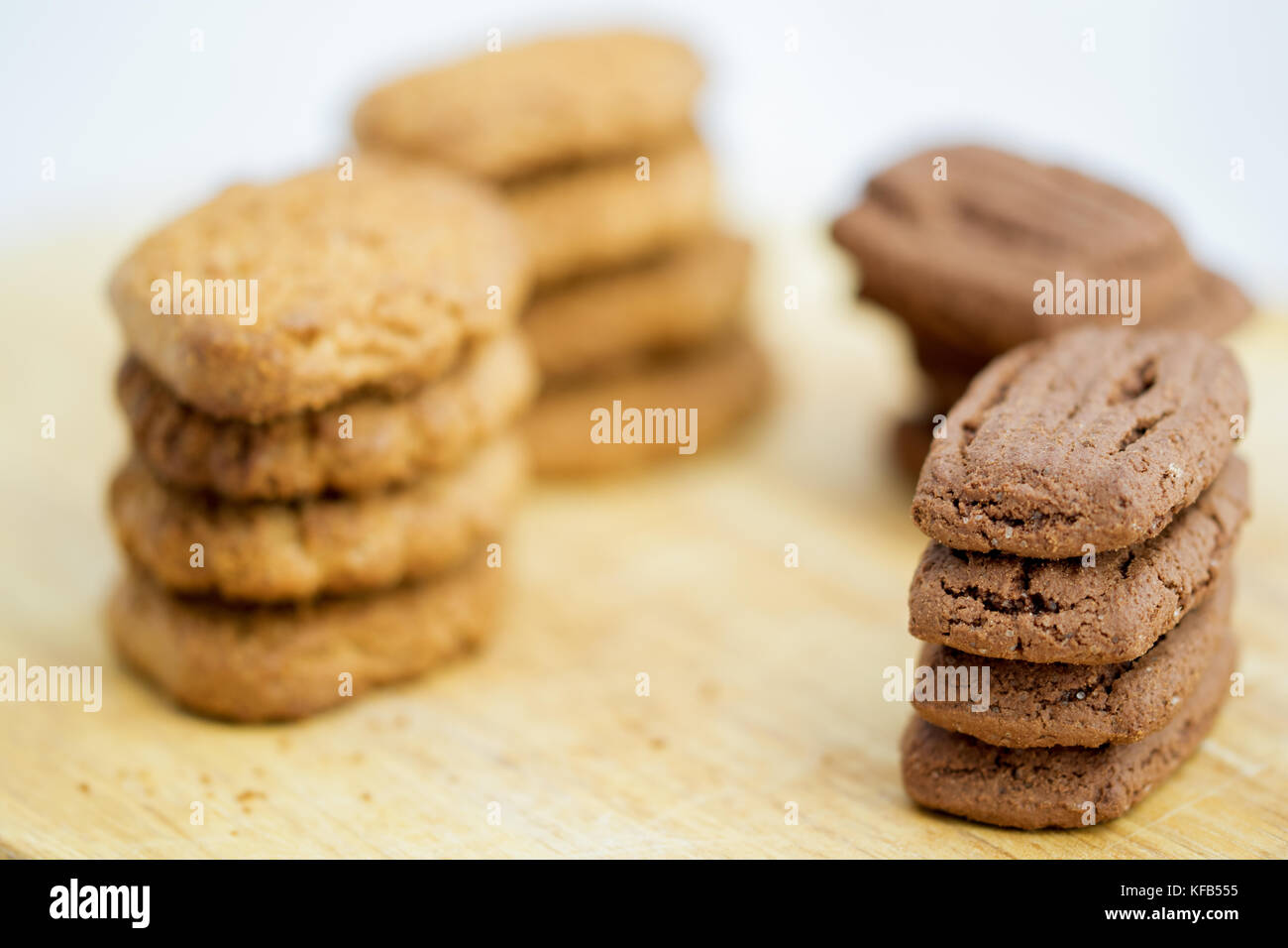 variety of taste of dried biscuits: vanilla and chocolate Stock Photo ...