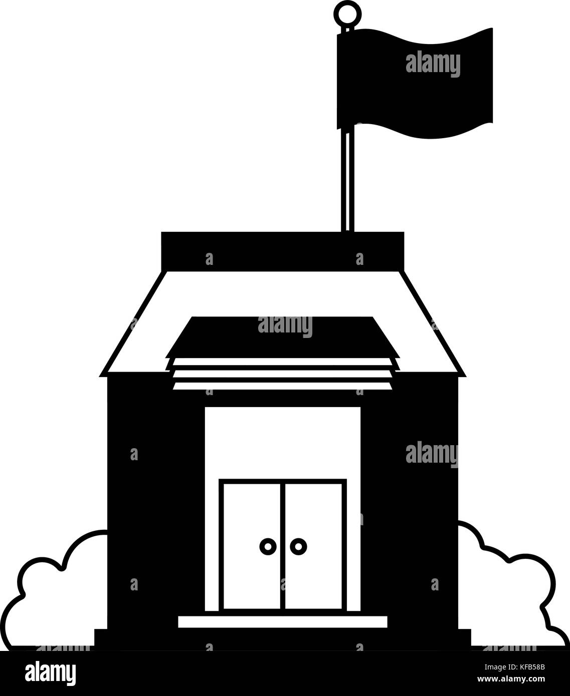 contour school education with roof and doors design Stock Vector Image ...