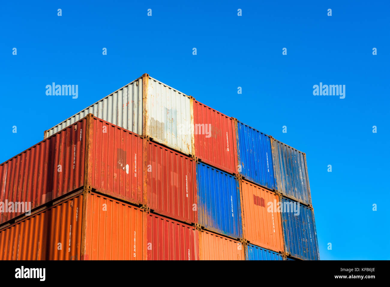 Stacked Cargo Containers in Harbor of Rotterdam Netherlands Stock Photo ...